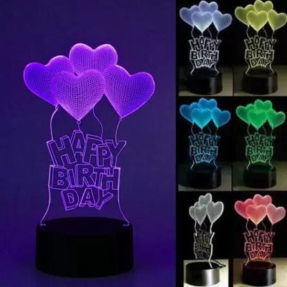 Buy 3D Illusion LED Happy Birthday Lamp -Royalkart